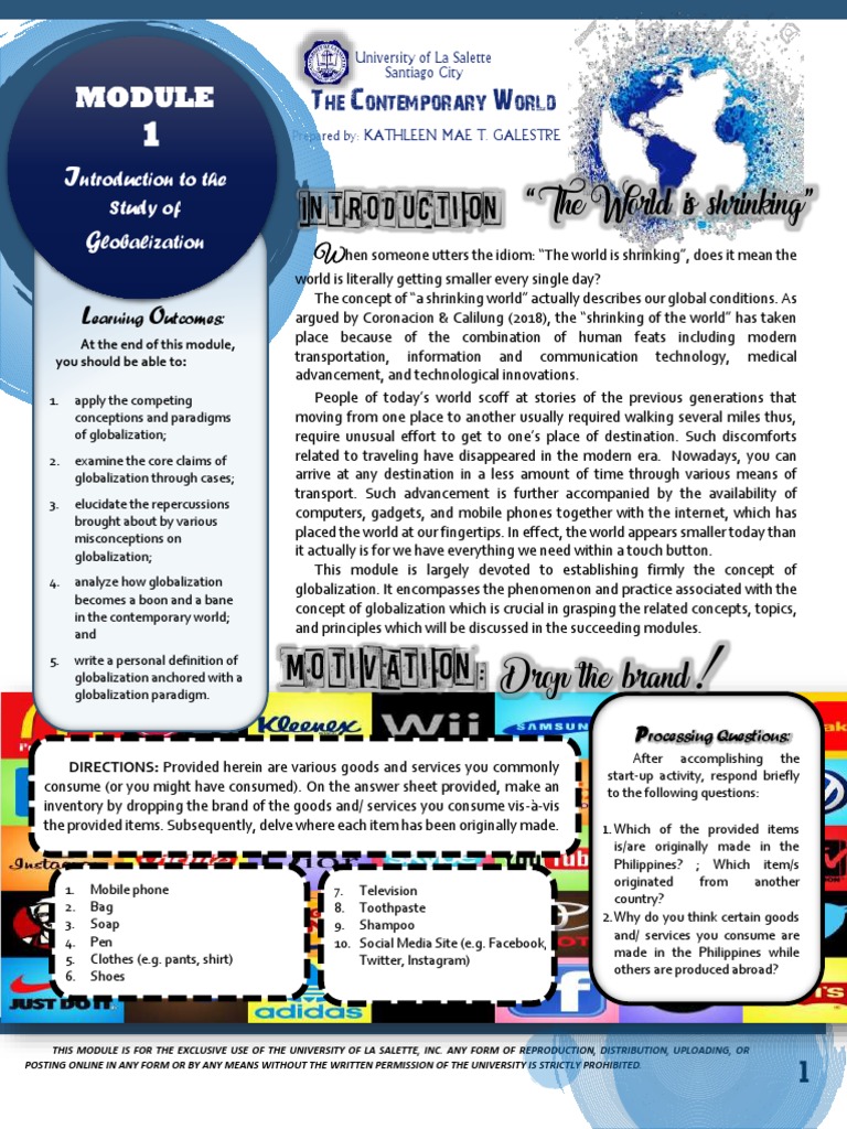 "The World Is Shrinking": Motivation | PDF | Globalization | World ...