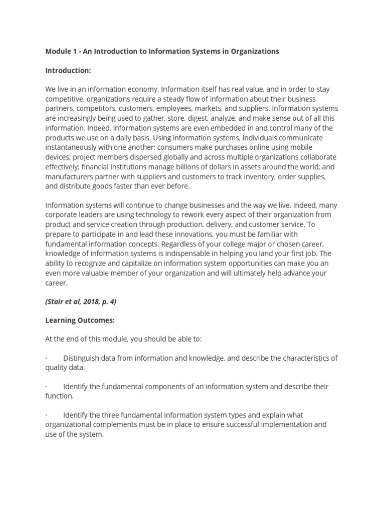 1 - An Introduction To Information Systems in Organizations | PDF ...