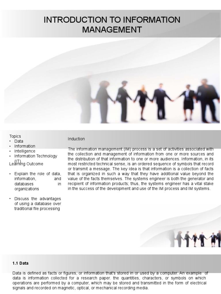 1 - Intro To Info. Management | PDF | Information | Information Management