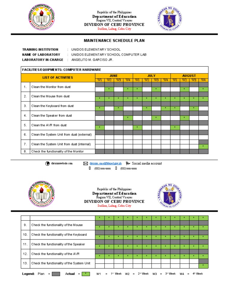 School Computer Lab Maintenance Plan | PDF | Information And ...