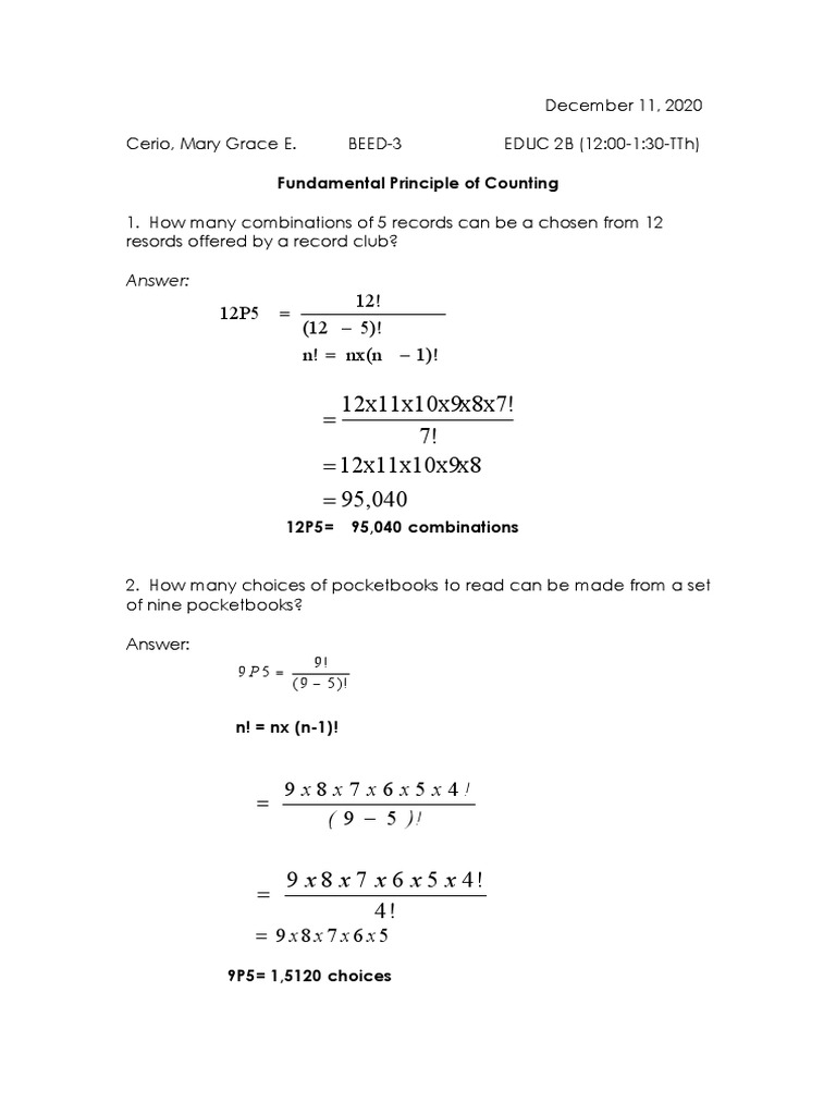 Fundamental Principle of Counting | PDF