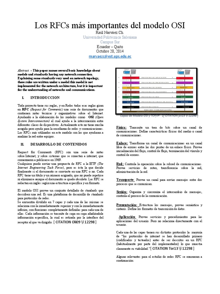 Los RFCs Mas Importantes Del Modelo OSI | PDF | Protocolos de internet ...