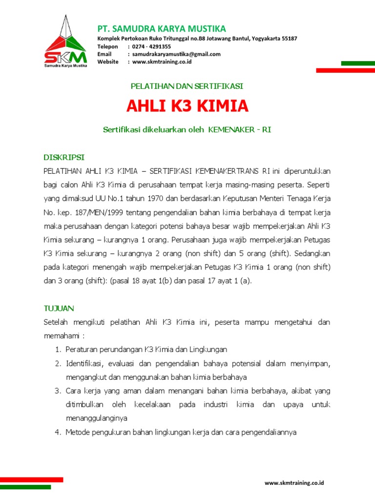 Ahli K3 Kimia: Pt. Samudra Karya Mustika | PDF