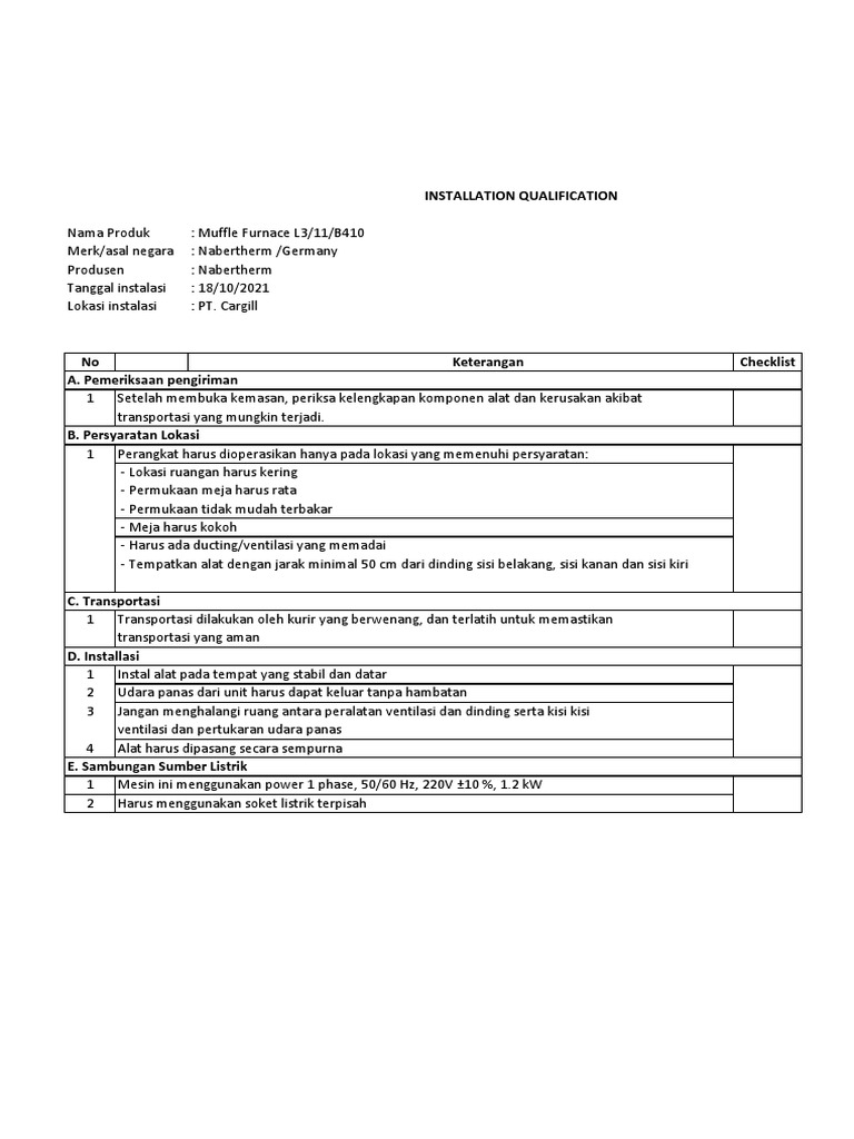 Installation Qualification | PDF