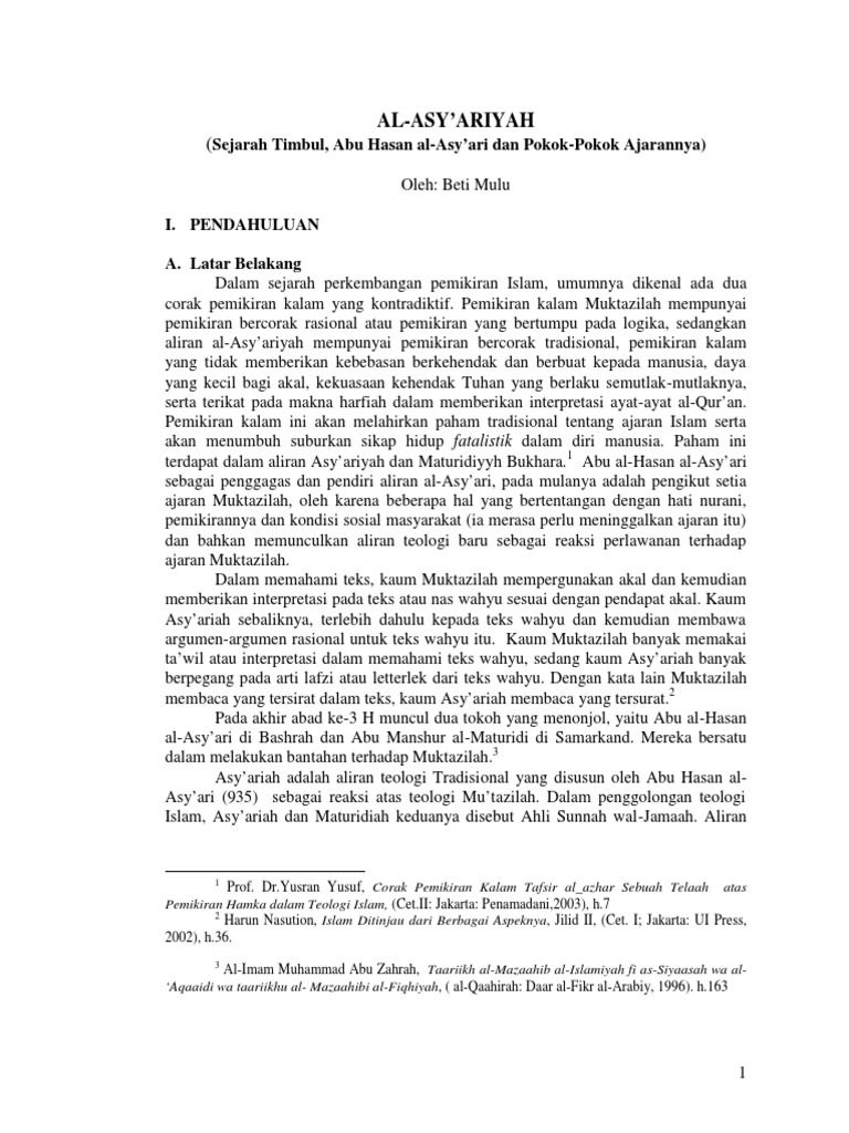 Sejarah dan Ajaran Al-Asy'ariyah | PDF
