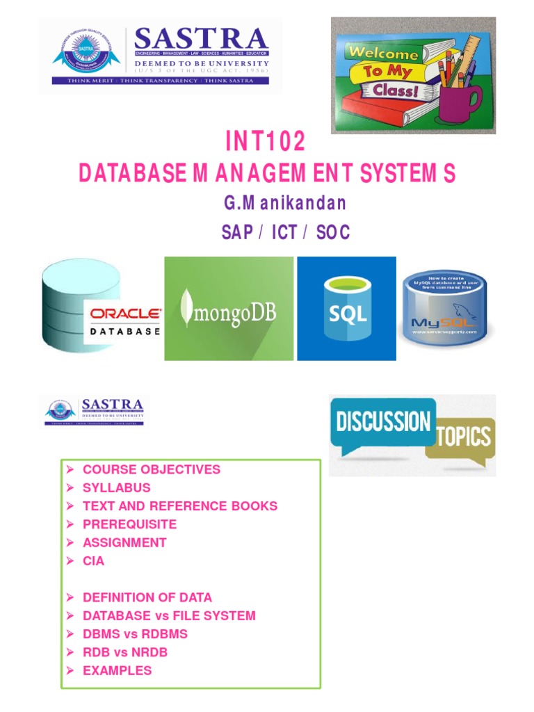 Unit-1 L1-DBMS Introduction | PDF | Databases | Relational Database