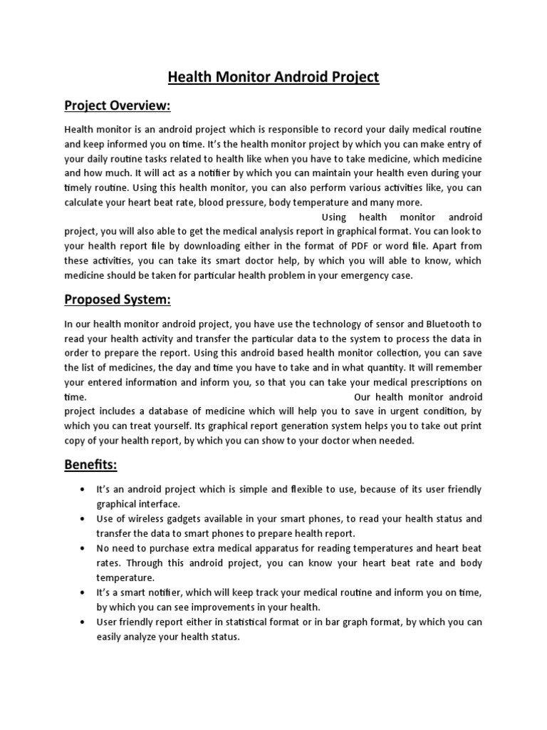 Health Monitor Android Project | PDF | Android (Operating System) | Smartphone