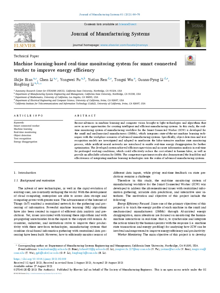 Journal of Manufacturing Systems | Download Free PDF | Machine Learning ...