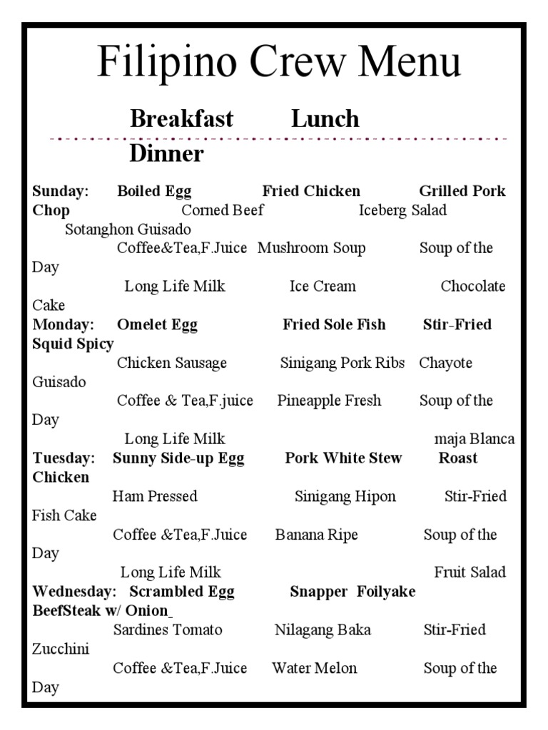 Filipino Menu | PDF