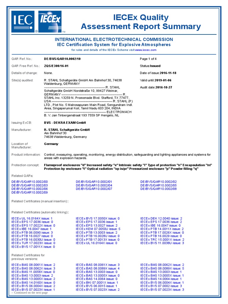 Iecex Quality Assessment Report Summary | PDF | Safety | Occupational Safety And Health