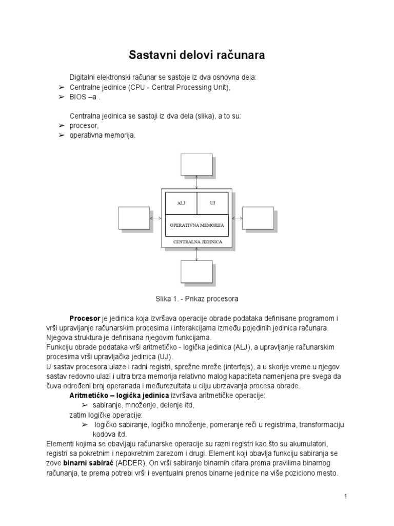 02 Sastavni Delovi Računara | PDF