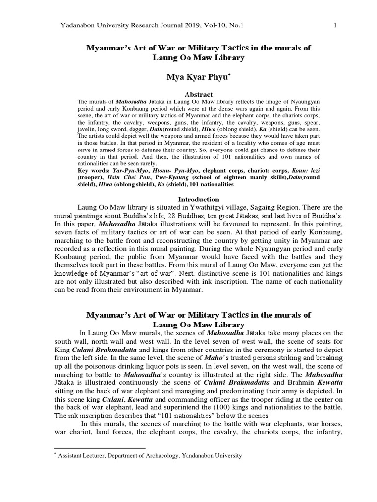 Myanmar's Art of War or Military Tactics in The Murals of Laung Oo Maw ...