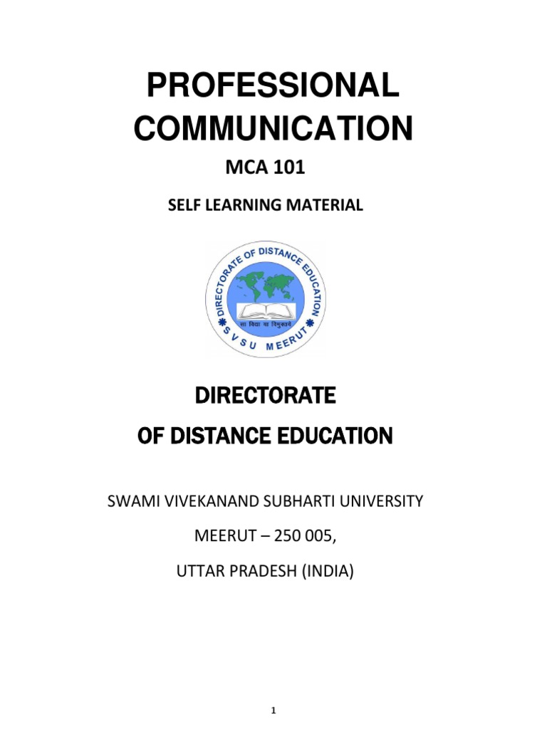 Professional Communication (MCA - 101) | PDF | Communication | Nonverbal Communication