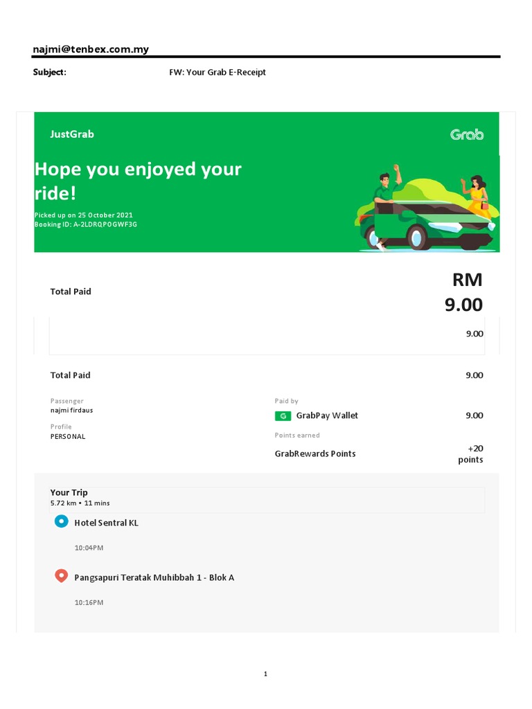 Malaysia Grab Receipt | PDF