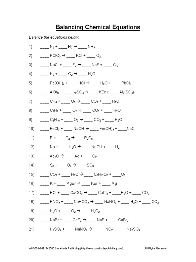 Balancing Chemical Equations Guide | PDF | Solid State Chemistry ...