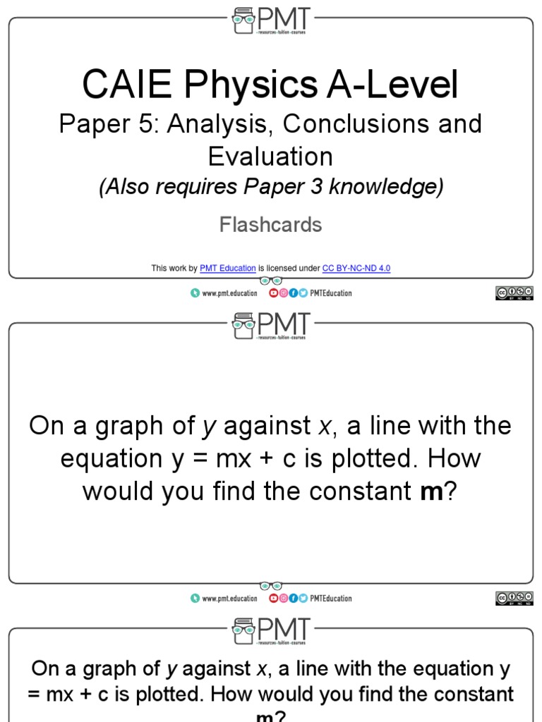 Flashcards - Paper 5 Analysis, Conclusions and Evaluation - CAIE Physics A-Level | PDF ...