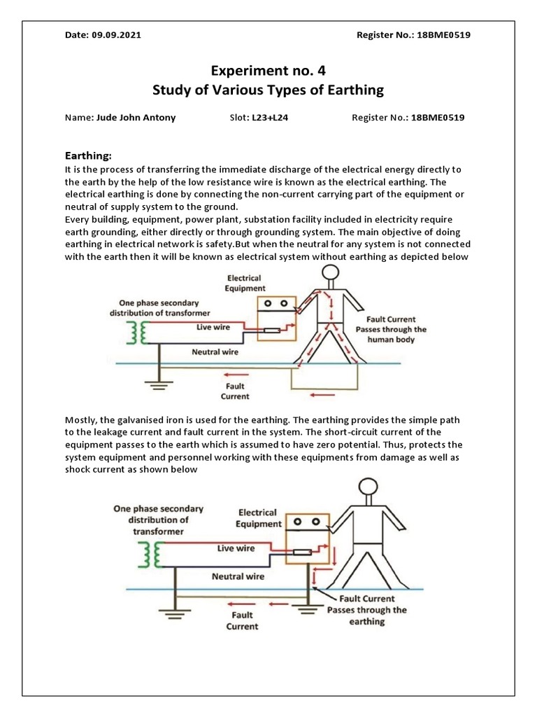 Experiment No. 4 Study of Various Types of Earthing | PDF | Electrical ...