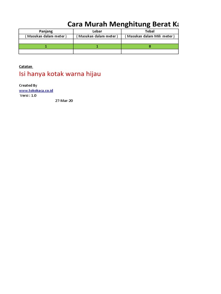 Cara Mudah Menghitung Berat Kaca | PDF