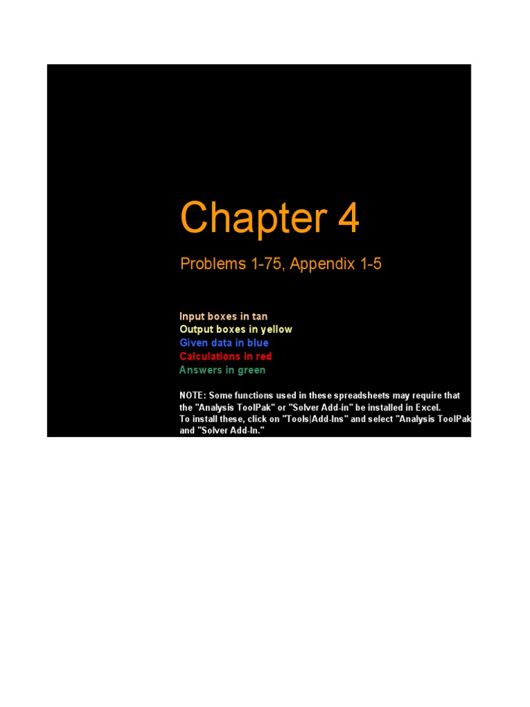 Chapter 4 Excel | PDF | Present Value | Discounting