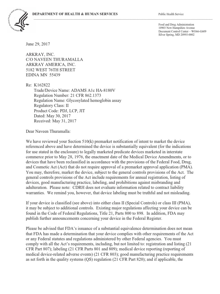 ADAMS A1c HA-8180V FDA Approval Summary | PDF | Glycated Hemoglobin ...