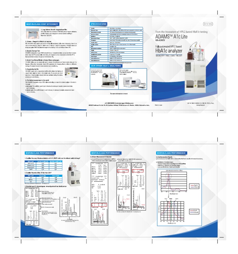 Arkray Adams A1c Lite HA-8380V - Brochure and Specification - 2 | PDF