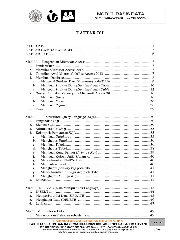 Modul Pembelajaran Basis Data Terintegrasi | PDF