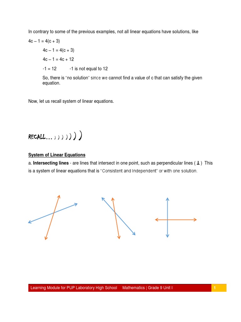 System of Linear Equation | PDF | Equations | System Of Linear Equations
