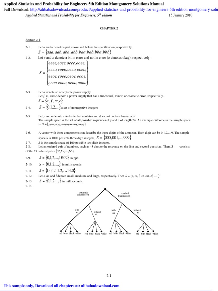 Applied Statistics and Probability For Engineers 5th Edition Montgomery ...