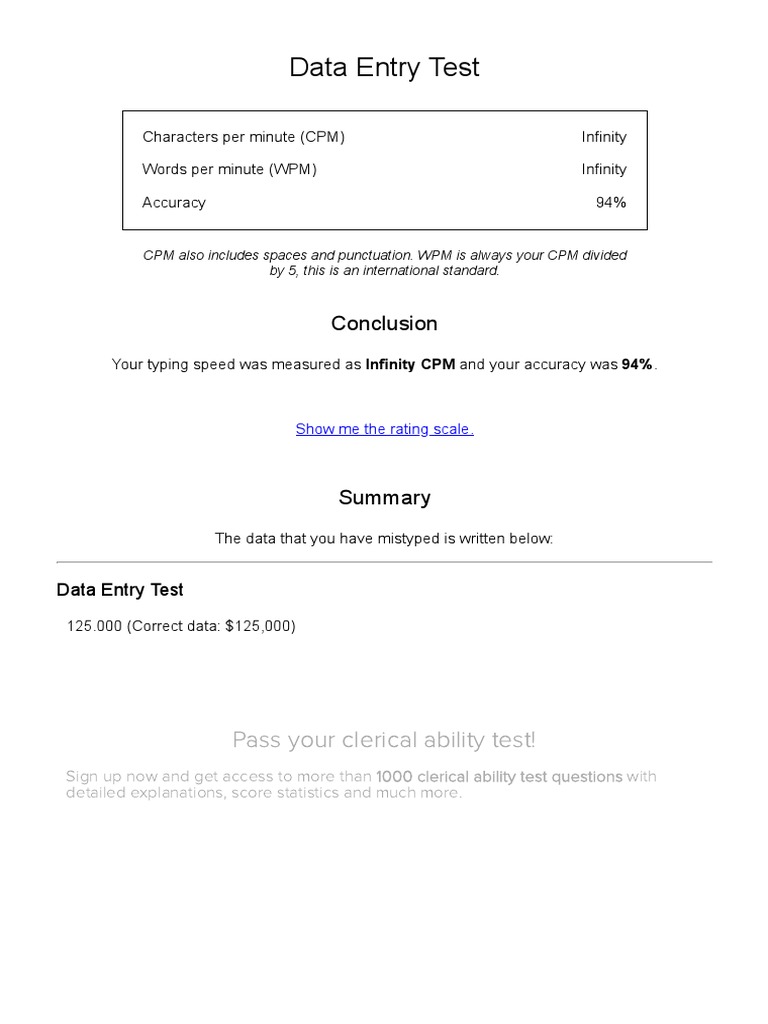Data Entry Test - Free Aptitude Tests at | PDF