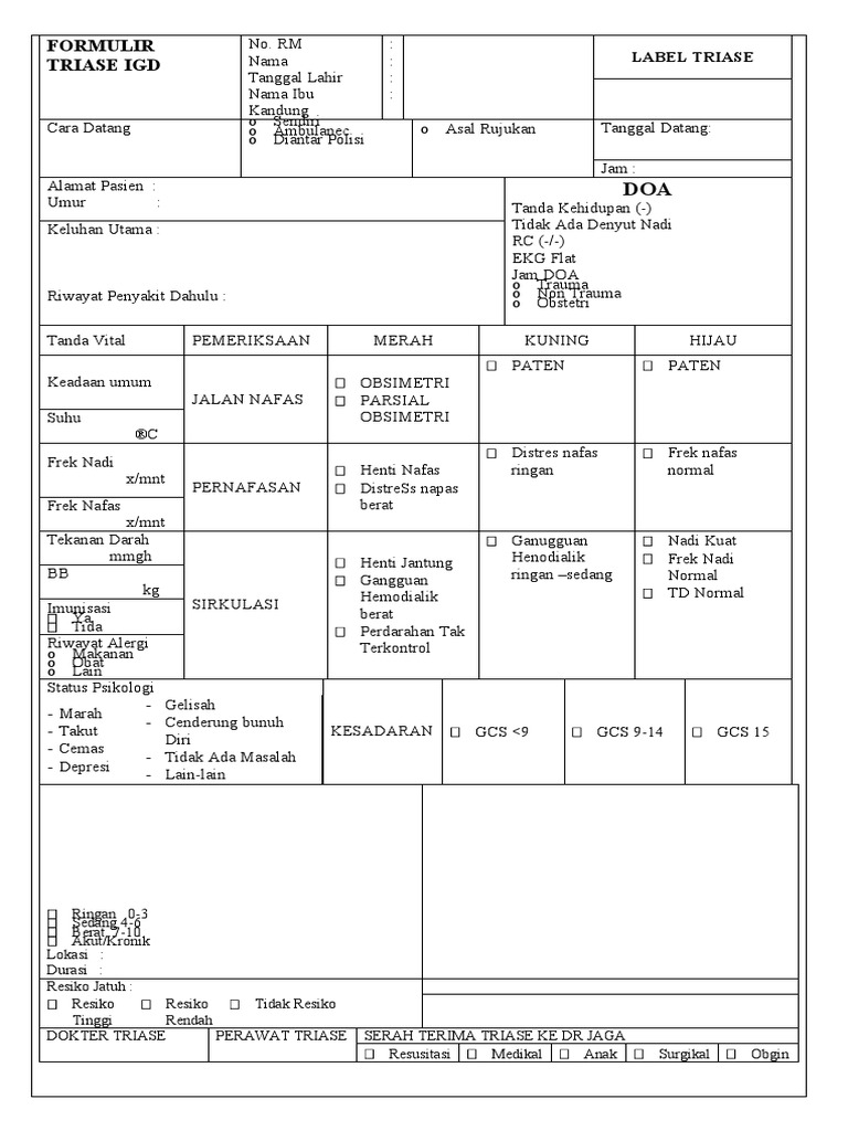 Form Triase Terintegrasi | PDF