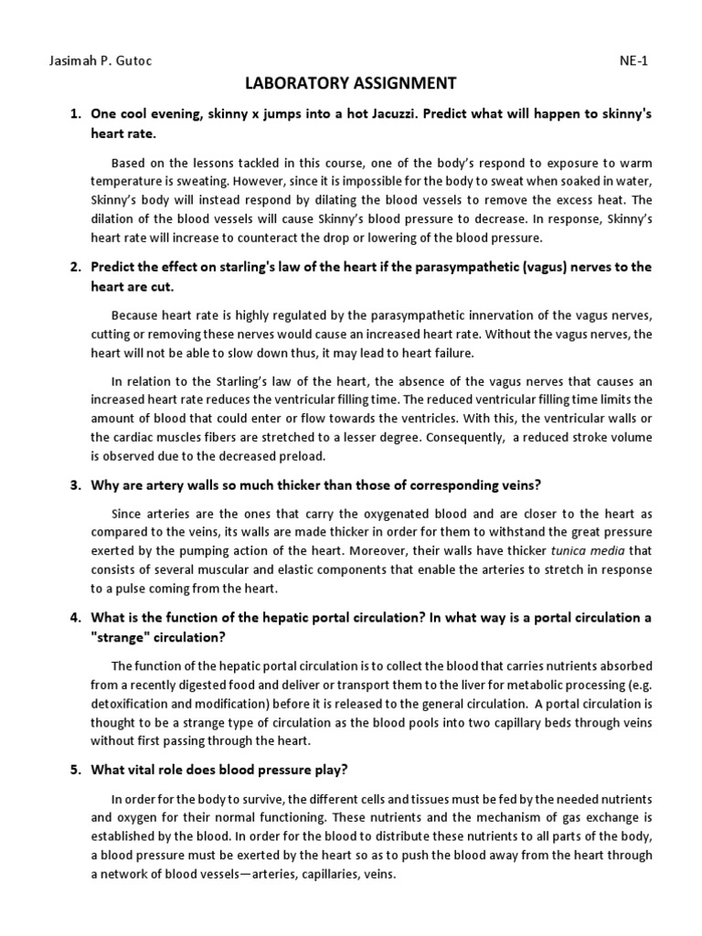 Laboratory Assignment: Jasimah P. Gutoc NE-1 | PDF | Circulatory System ...