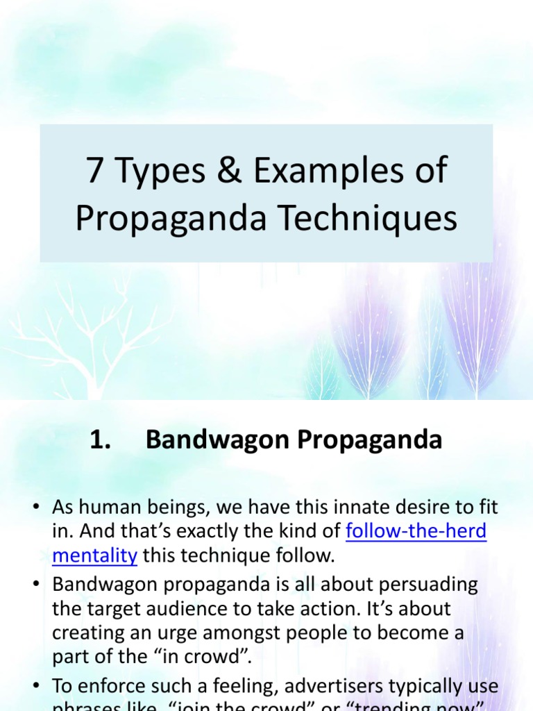 7 Types of Propaganda Techniques Explained | PDF | Propaganda | Advertising