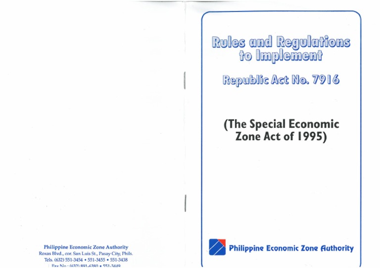 RA 7916-IRR - Special Economic Zone Act of 1995 | PDF