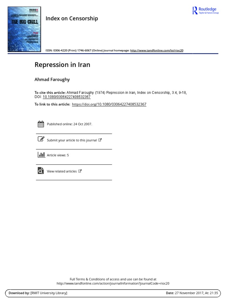 Repression in Iran: Index On Censorship | PDF | Iran | Mohammad Reza ...
