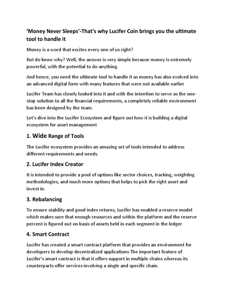 What Is Lucifer Coin | PDF | Cryptocurrency | Money