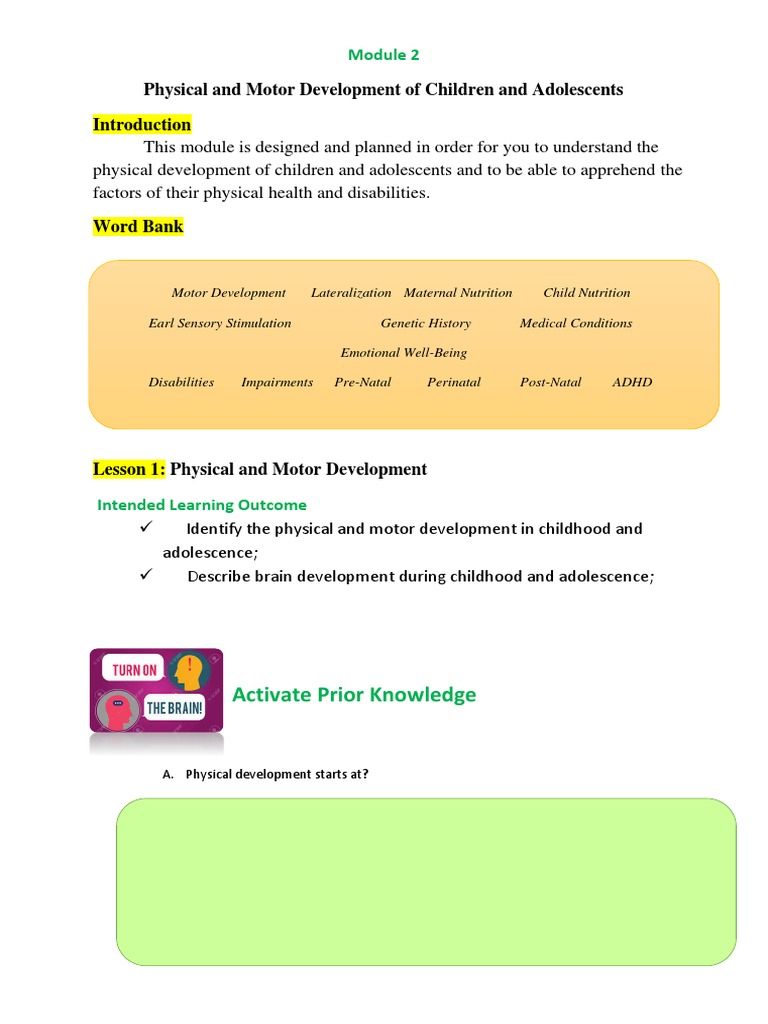 Child and Adolescent Learning - Module 2 | PDF | Visual Impairment | Relationships