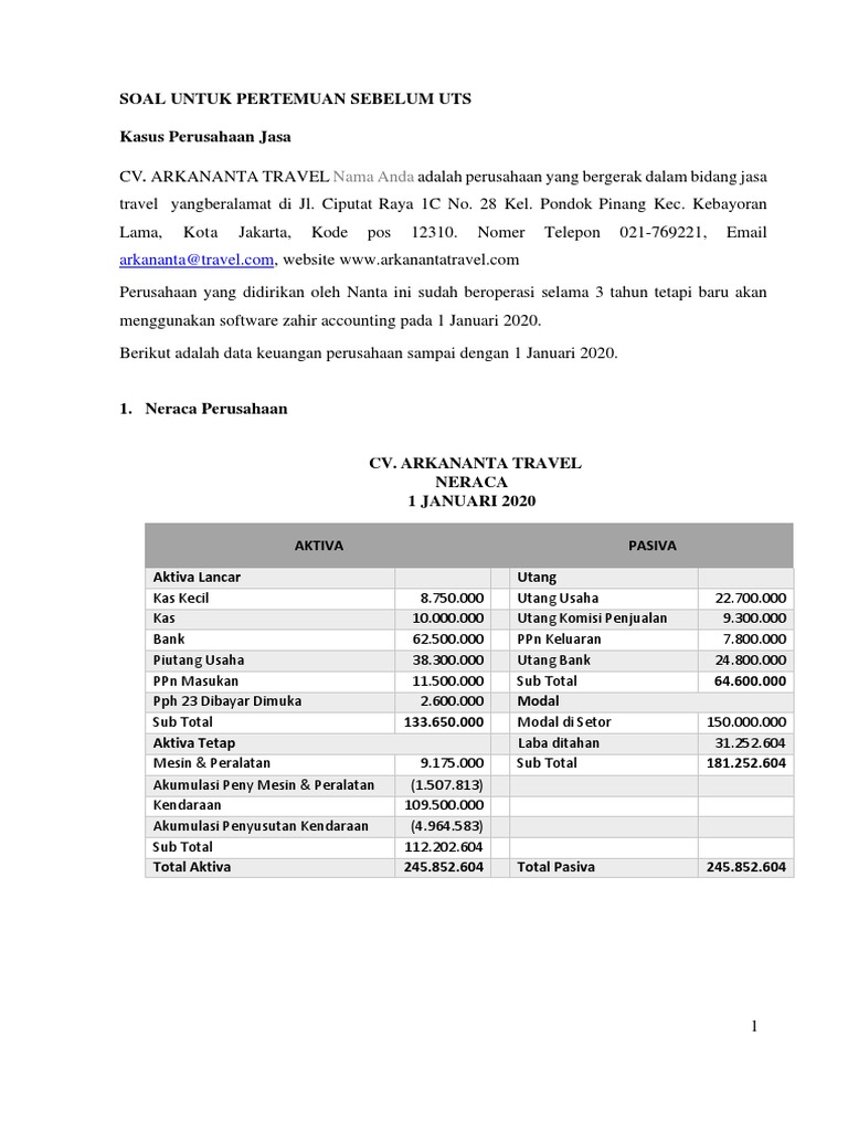 SOAL CV ARKANANTA TRAVEL - 2sks | PDF