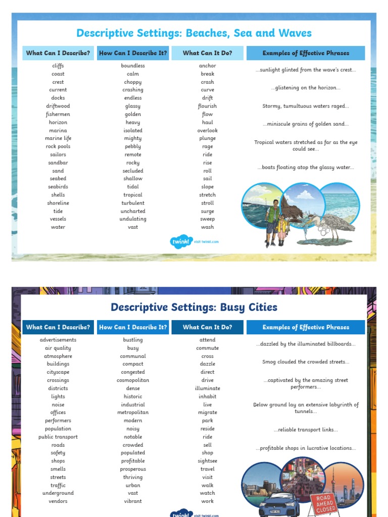 Descriptive Settings Vocabulary Guide | PDF | Outer Space | Stars