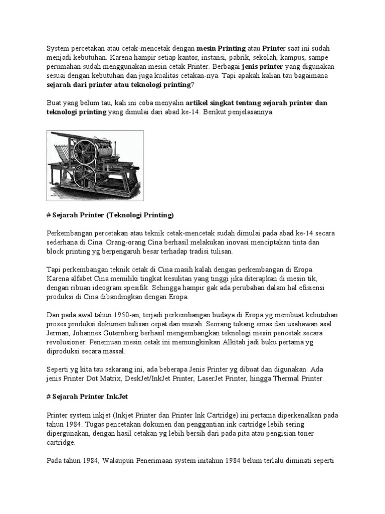 Sejarah Printer | PDF | Griya & Taman | Seni