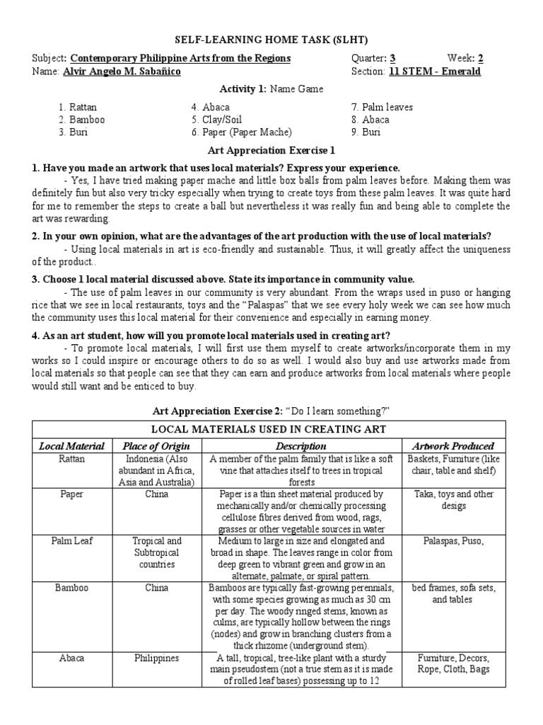 Contemporary Arts Week 2 | PDF | Plant Stem | Coconut