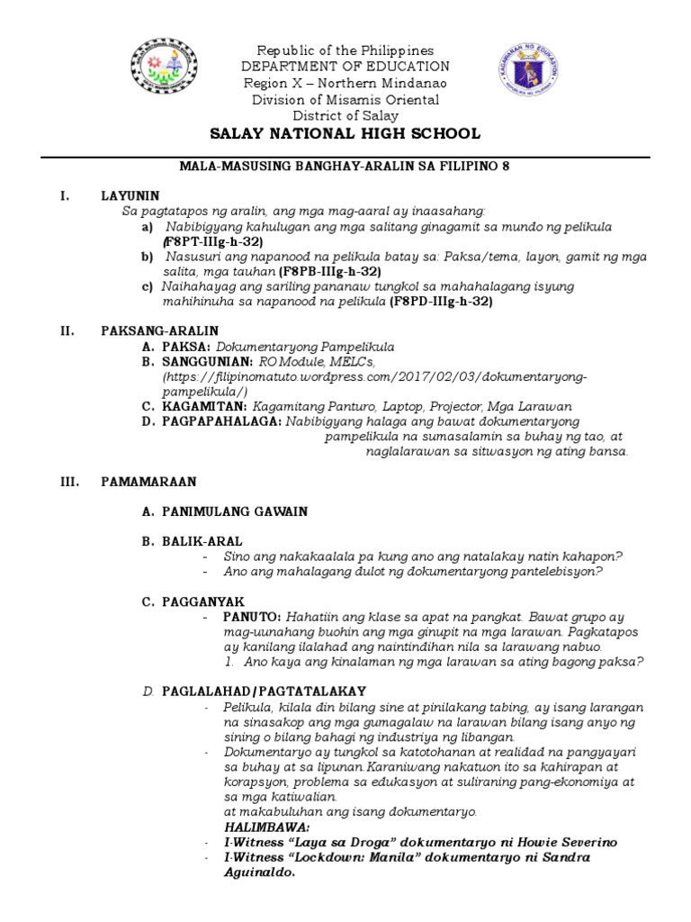 Fil 8-Lesson Plan COT | PDF