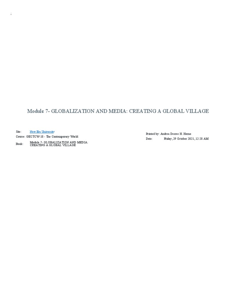 Module 7-Globalization and Media: Creating A Global Village | PDF ...