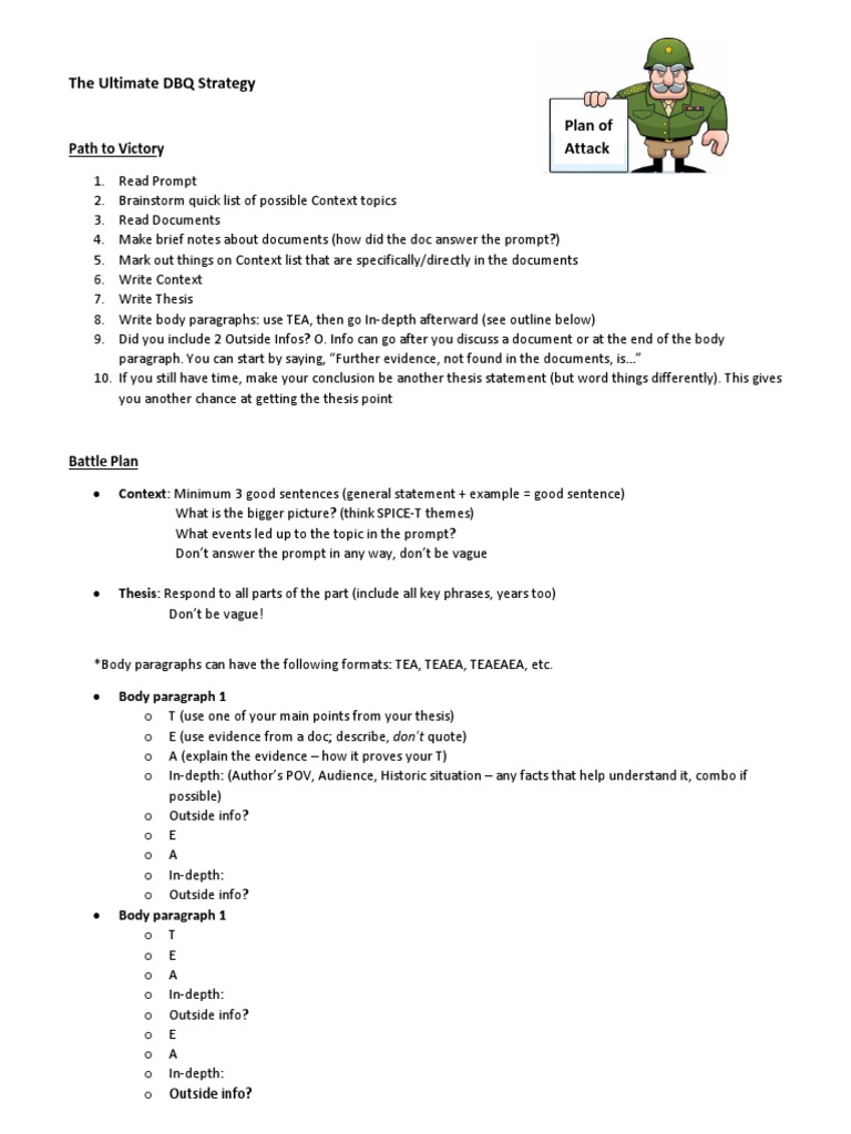 The Ultimate DBQ Strategy Plan of Attack: Path To Victory | PDF
