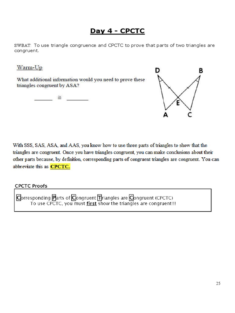 CPCTC in Triangle Congruence Proofs | PDF