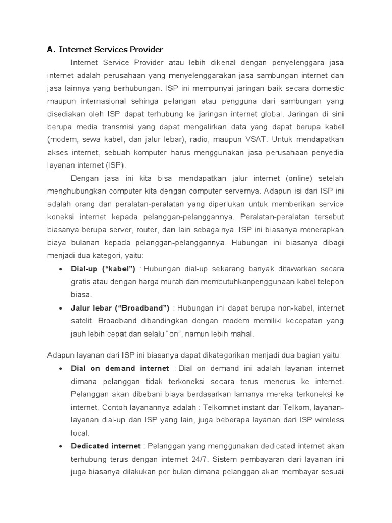 Penyedia Jasa Internet dan Layanannya | PDF