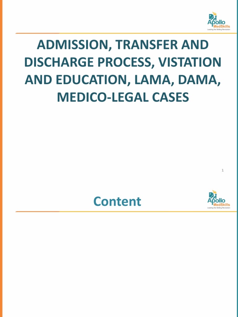 Admission Transfer Discharge Process, Visitation LAMA DAMA MLC | PDF ...