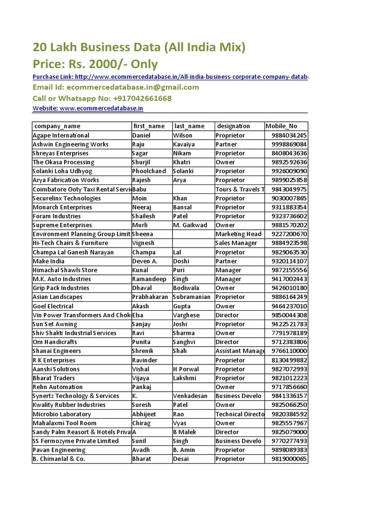 2 All India Mix Business Database Sample | PDF | Gujarat