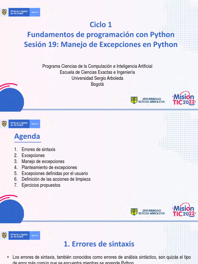 Ciclo 1 Sesión 19 Manejo de Excepciones en Python | PDF | Edad de ... Ciclo 1 Sesión 19 Manejo de Excepciones en Python | PDF | Edad de ...