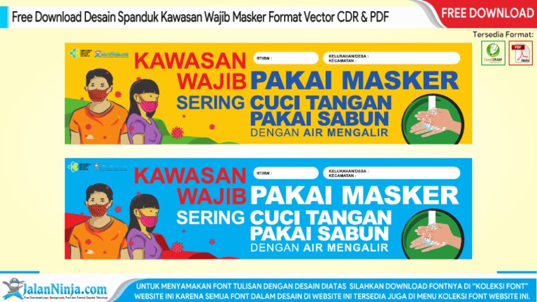 Spanduk Kawasan Wajib Masker Format Vector CDR & PDF | PDF