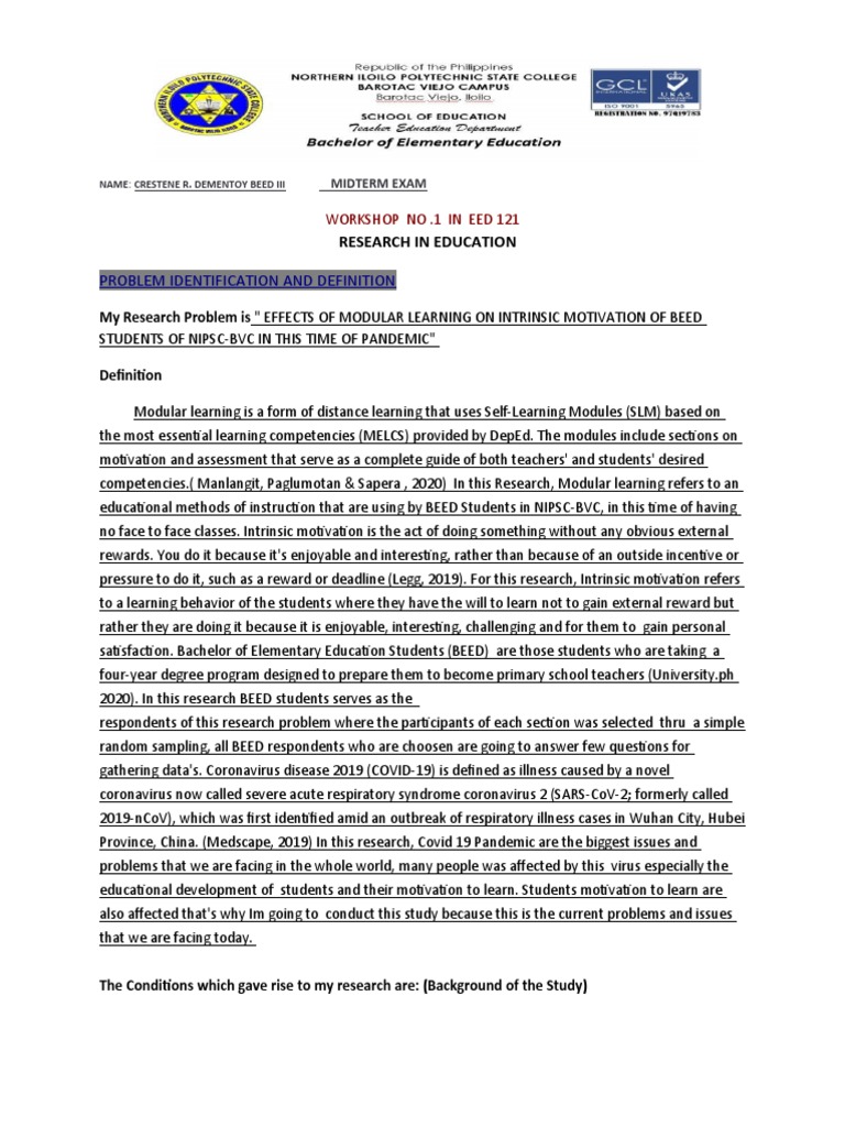 Workshop 1&2 EED 121 | PDF | Learning | Motivation